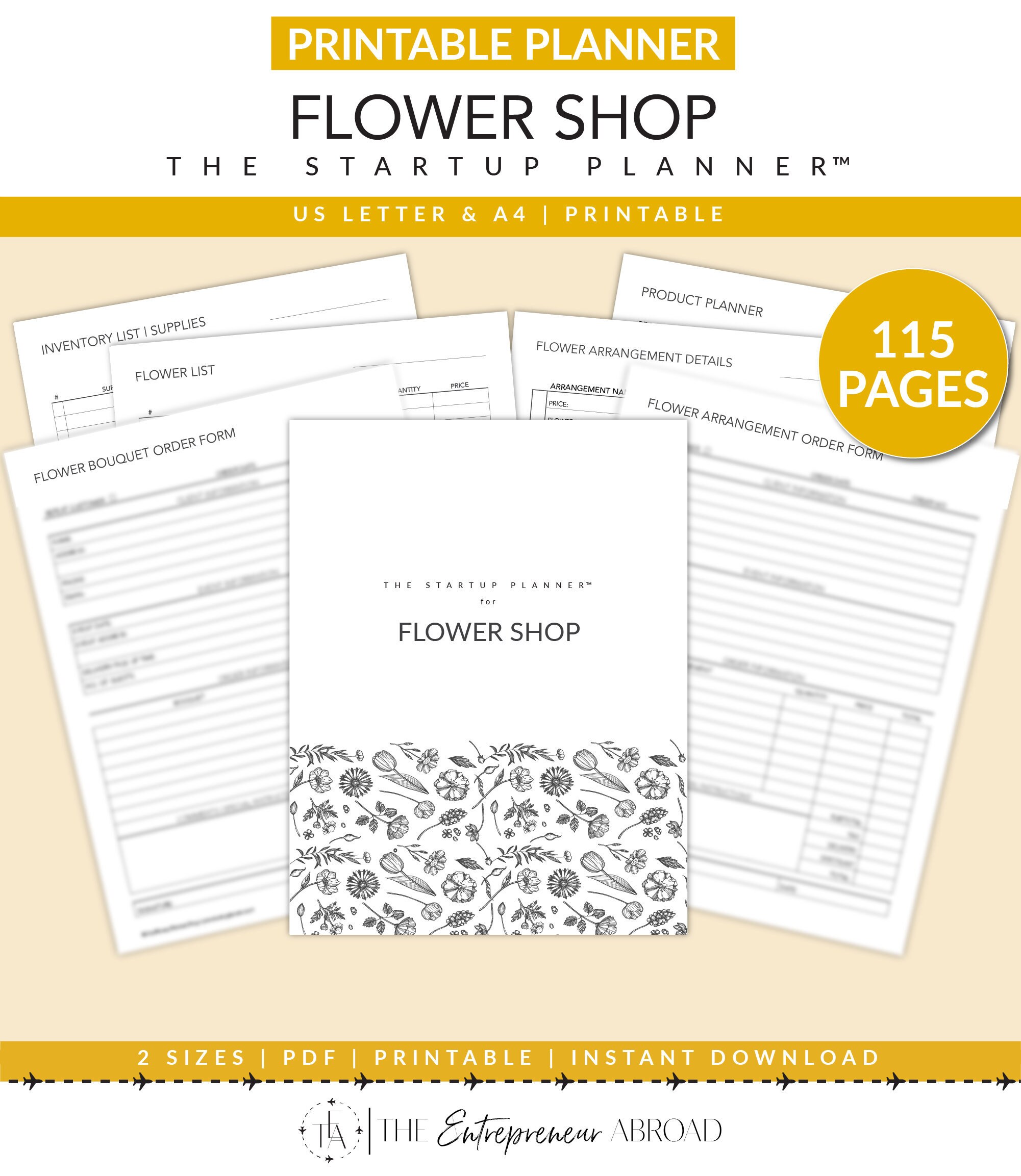 Flower Shop the Startup Planner Floral Business Florist Printable ...