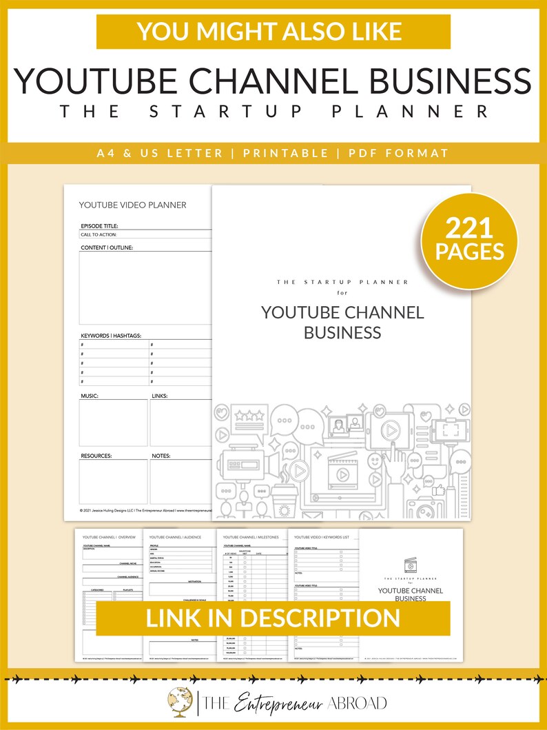 Youtube Channel Business Kit Printable Vlogging Youtuber Video Content ...