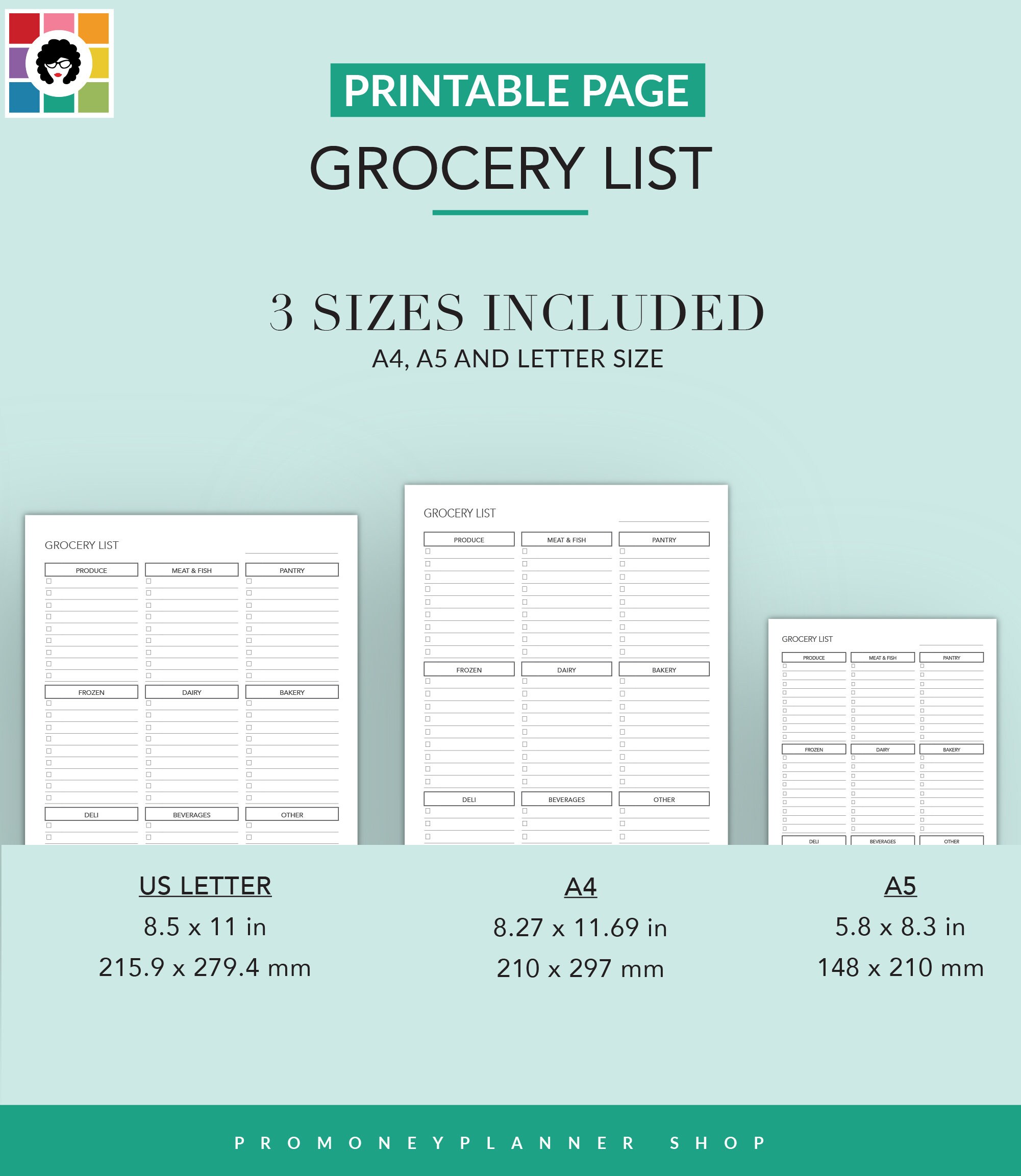 Grocery List Printable PDF Meal Planner Shopping List Groceries Instant ...
