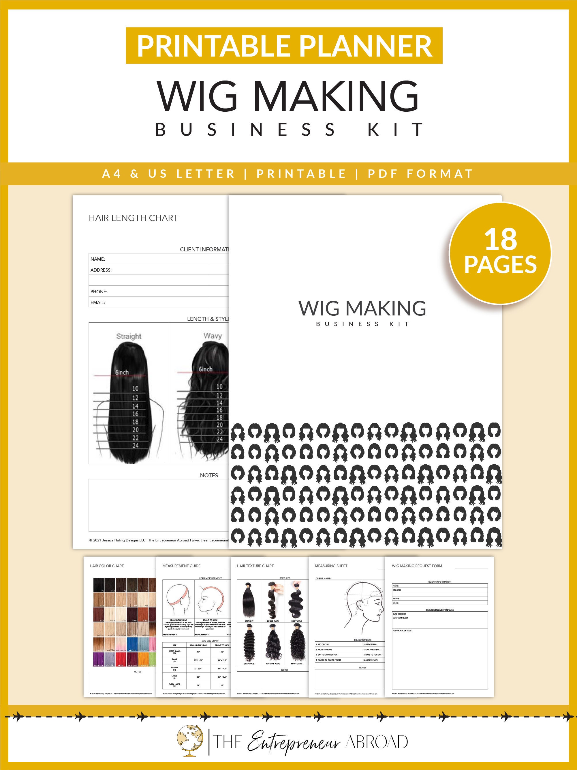 Wig Making Business Kit | Printable | Hair Business | Wigs Order Form ...