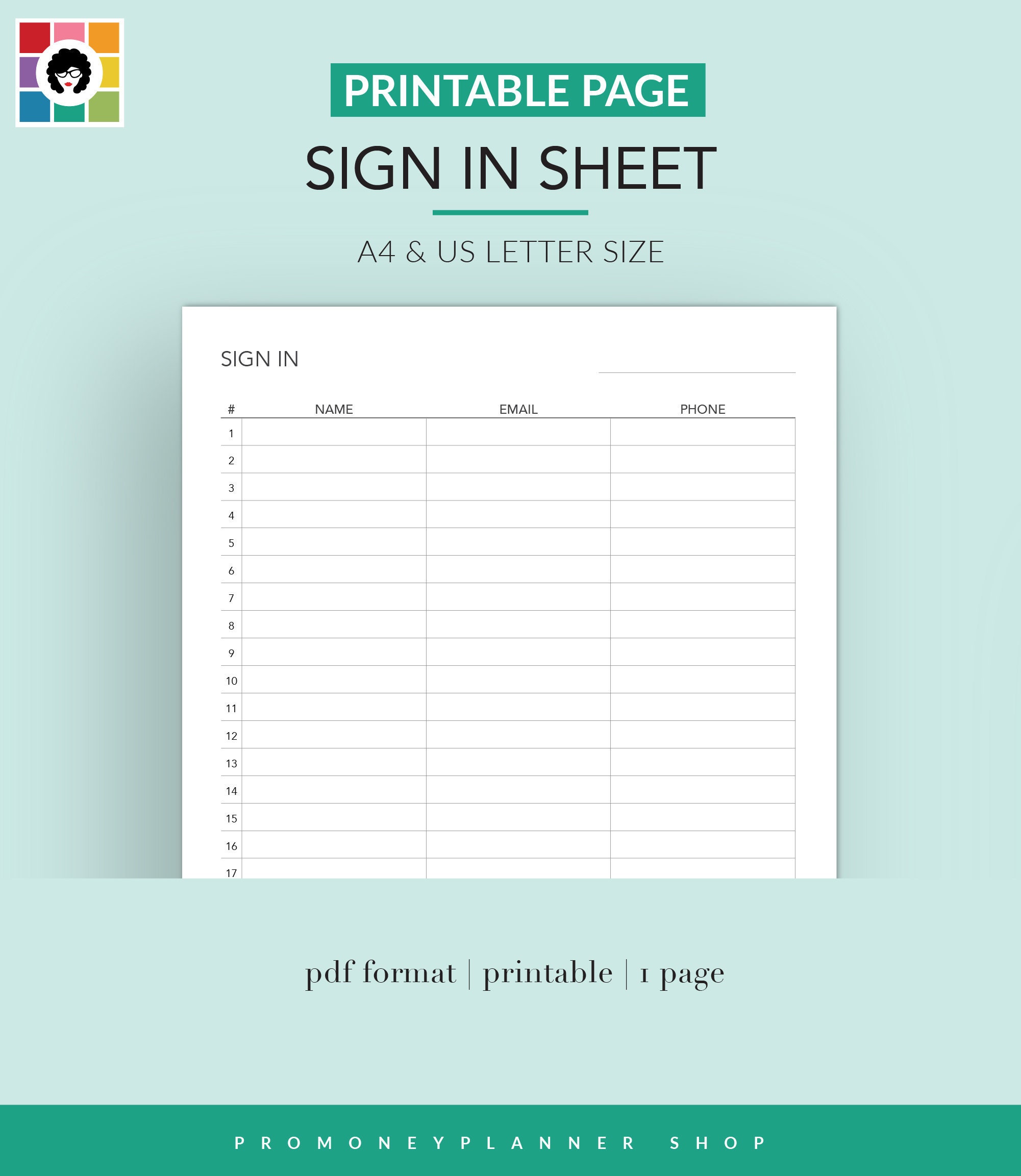 Buy Sign in Sheet PRINTABLE Email List Event Sign in Contact ...