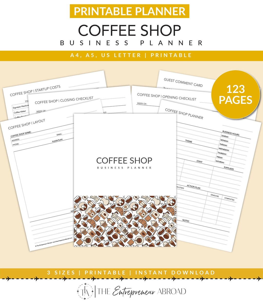 Coffee Shop Business Planner | Printable | Café | Coffee Barista ...