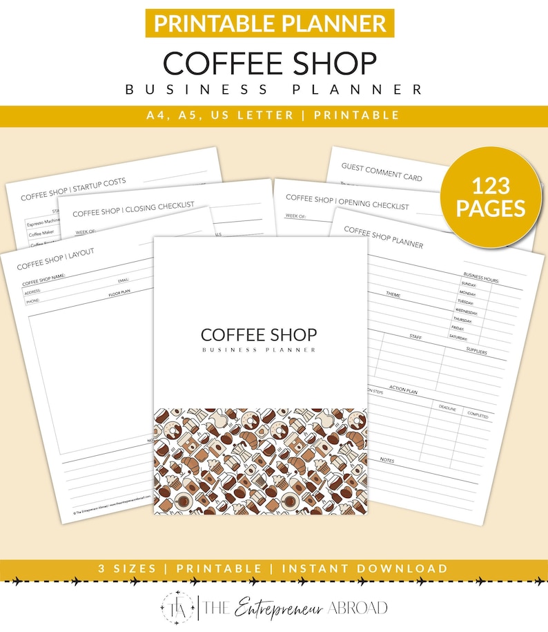 Coffee Shop Business Planner Printable Café Coffee - Etsy