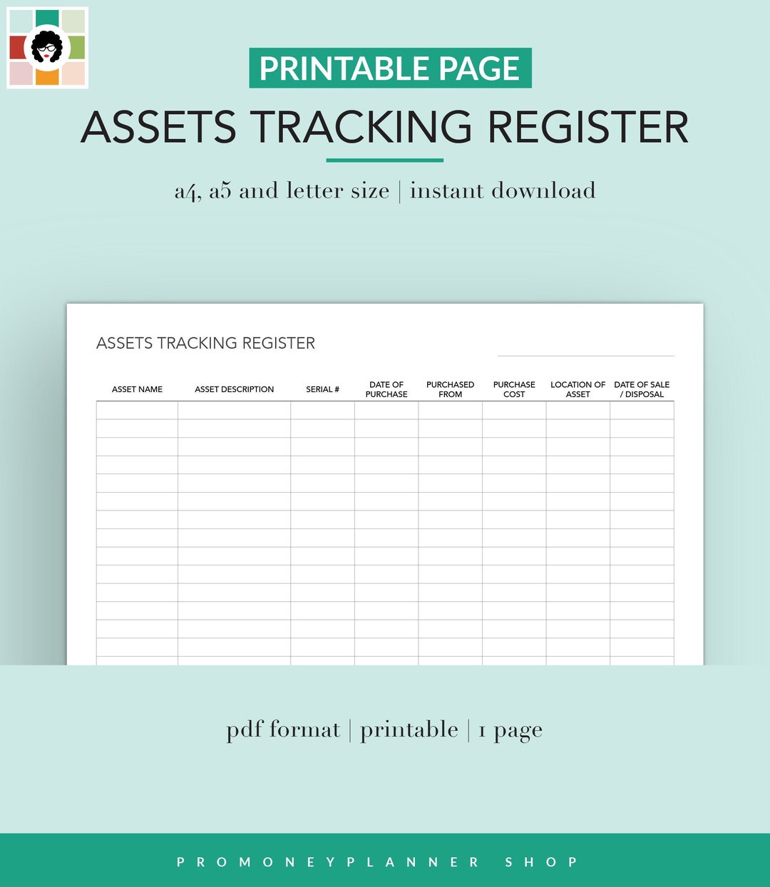 Assets Tracking Register | PDF | US Letter | A4 | A5 | Instant Download ...