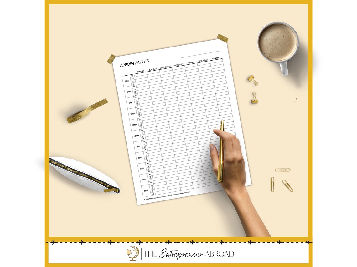Appointments Planner | Printable | Week View | Time Management ...
