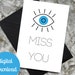Printable Eye Miss You Card, Greeting Card, Instant Download, Optometry ...