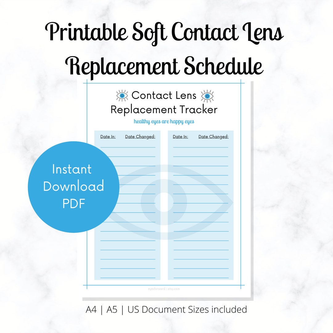 Contact Lens Replacement Tracker, Printable Planner, Planner Instant ...
