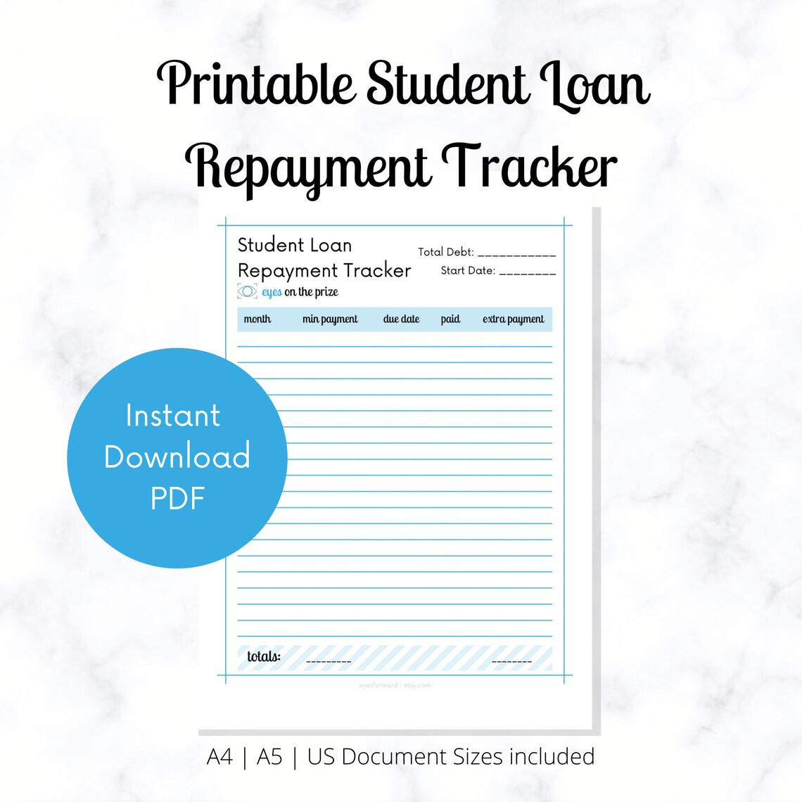 Printable Student Loan Repayment Tracker, Planner Instant Download ...
