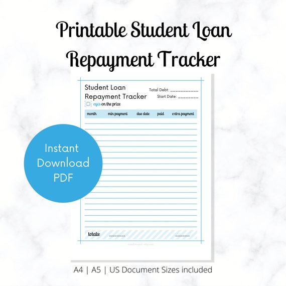 Printable Student Loan Repayment Tracker Planner Instant | Etsy
