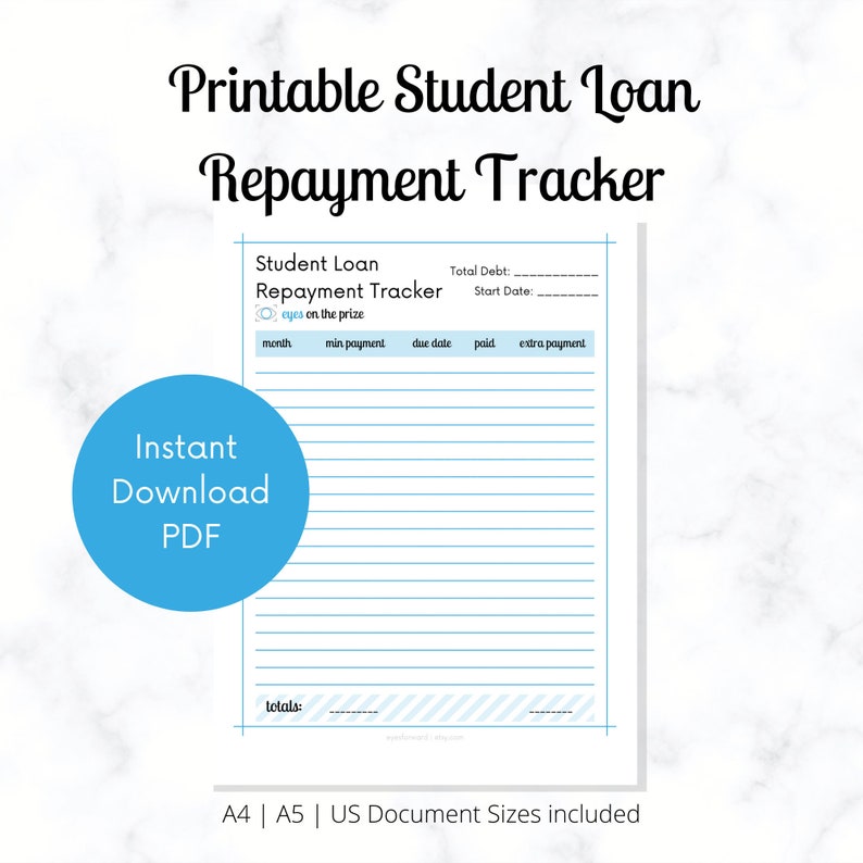 Printable Student Loan Repayment Tracker, Planner Instant Download ...