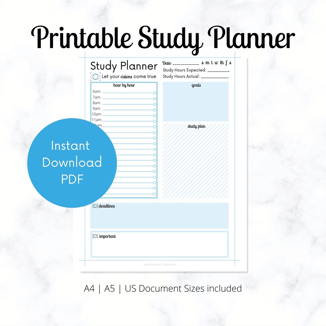 Eye Printable Study Planner, to Do List, Study Planner Instant Download ...