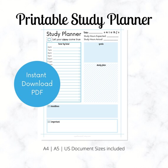 Eye Printable Study Planner to Do List Study Planner Instant | Etsy