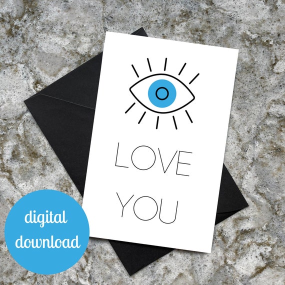 Printable Eye Love You Card Greeting Card Valentine's | Etsy