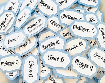 Glitter Diamond Blue Watercolor Custom Name Tags - Etsy
