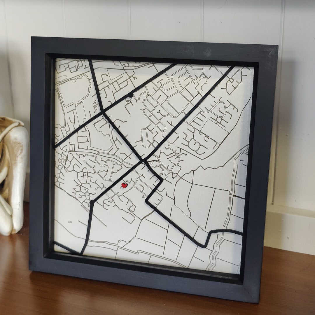 3D Map Framed Wooden Picture Anniversary Mother's Day Romantic Gift ...