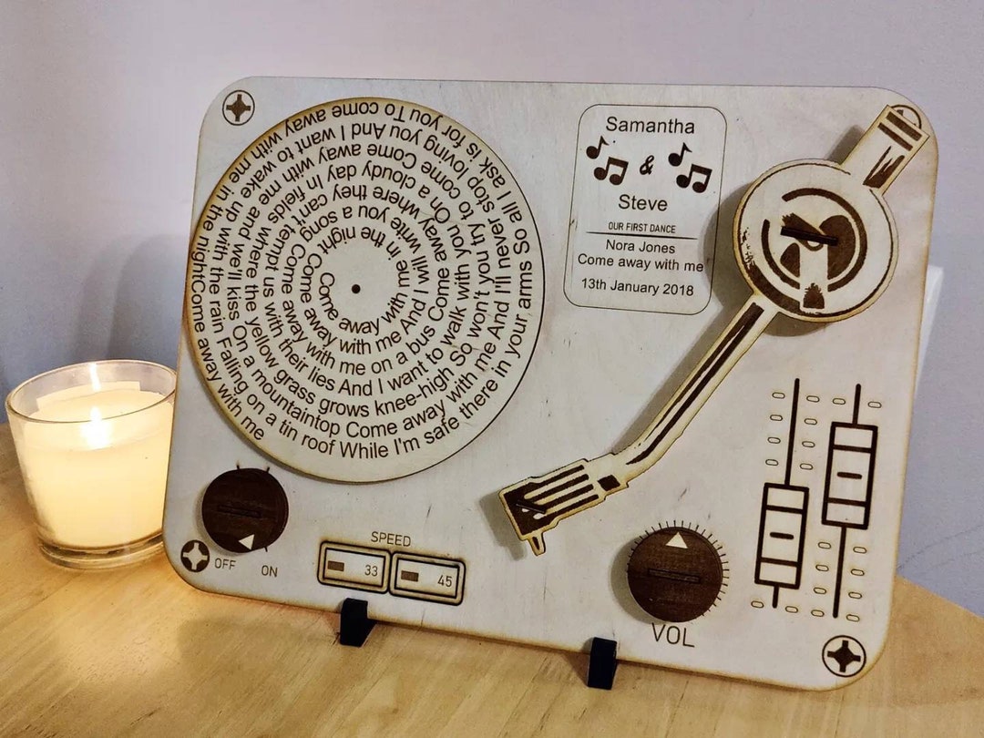 Personalized Record Player. Wedding Anniversary Gift. Handmade. Wooden ...