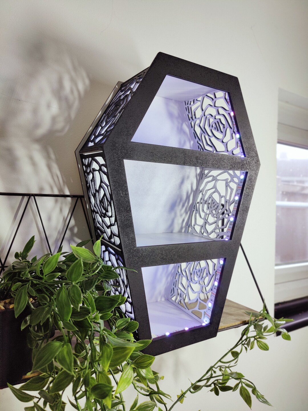 Rose Cut Out Coffin Display Shelves Alternative Goth Death Decor ...