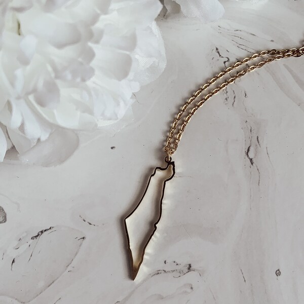 Palestine Map Outline Necklace - Etsy
