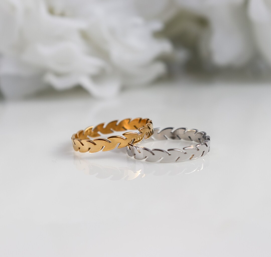 Leaf Pattern Ring, 18K Gold Simple Statement Ring, Bridesmaid, Mothers ...