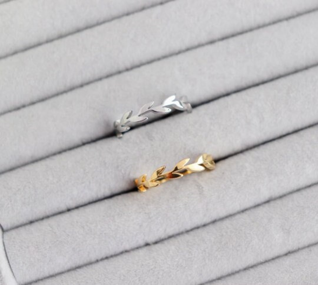 Leaf Pattern Ring, 18K Gold Simple Statement Ring, Bridesmaid, Mothers ...
