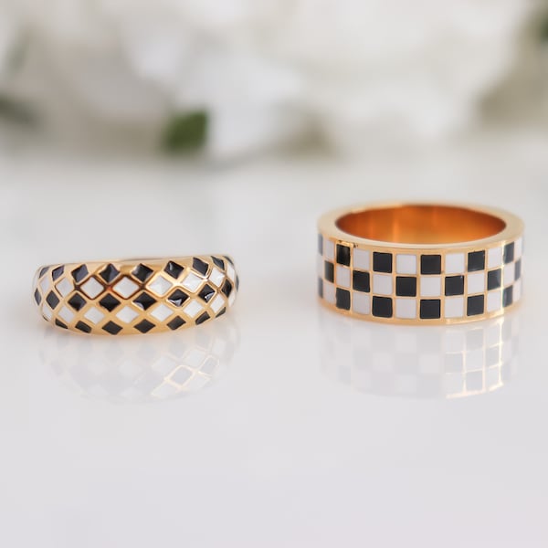 Checkerboard Ring - Etsy