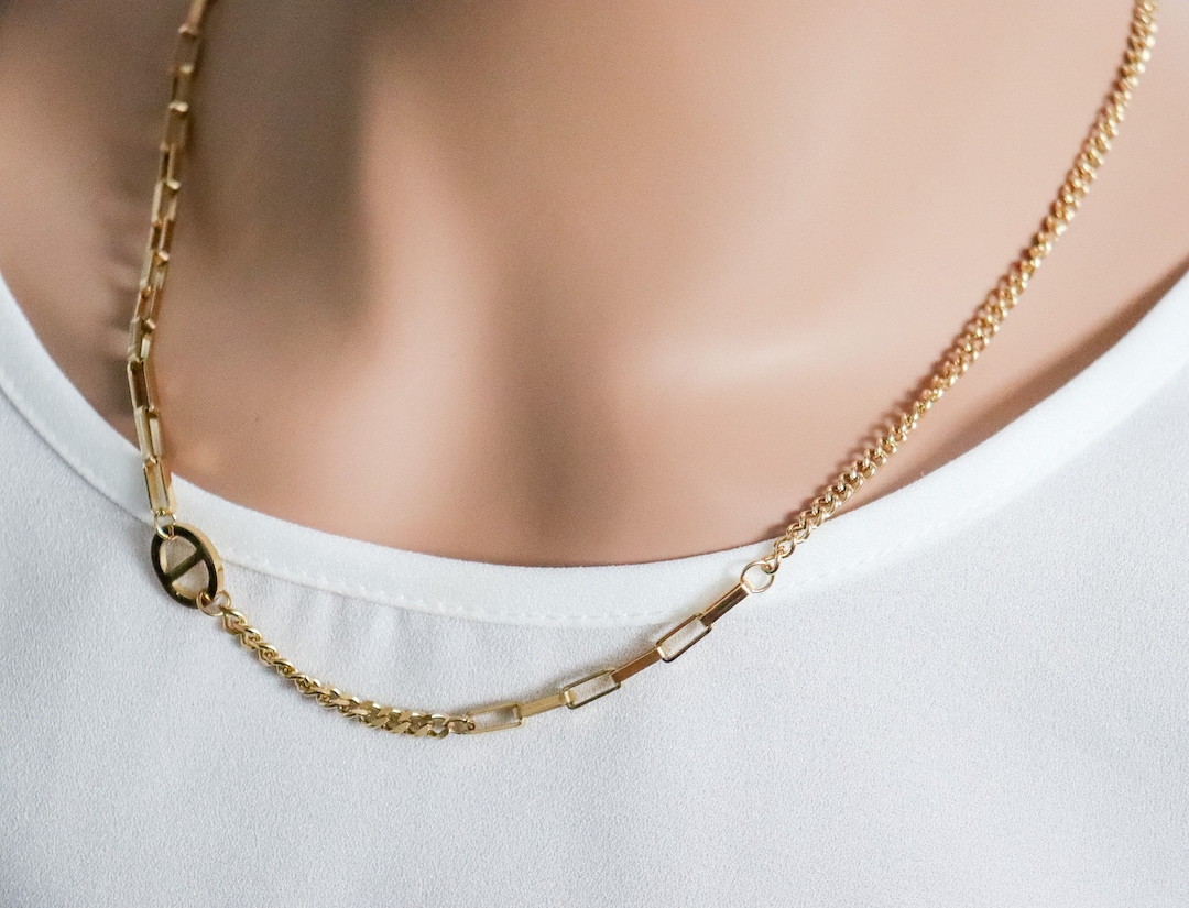 Block Chain Necklace, 18-karat Gold Plated, Layering Necklace, Everyday ...