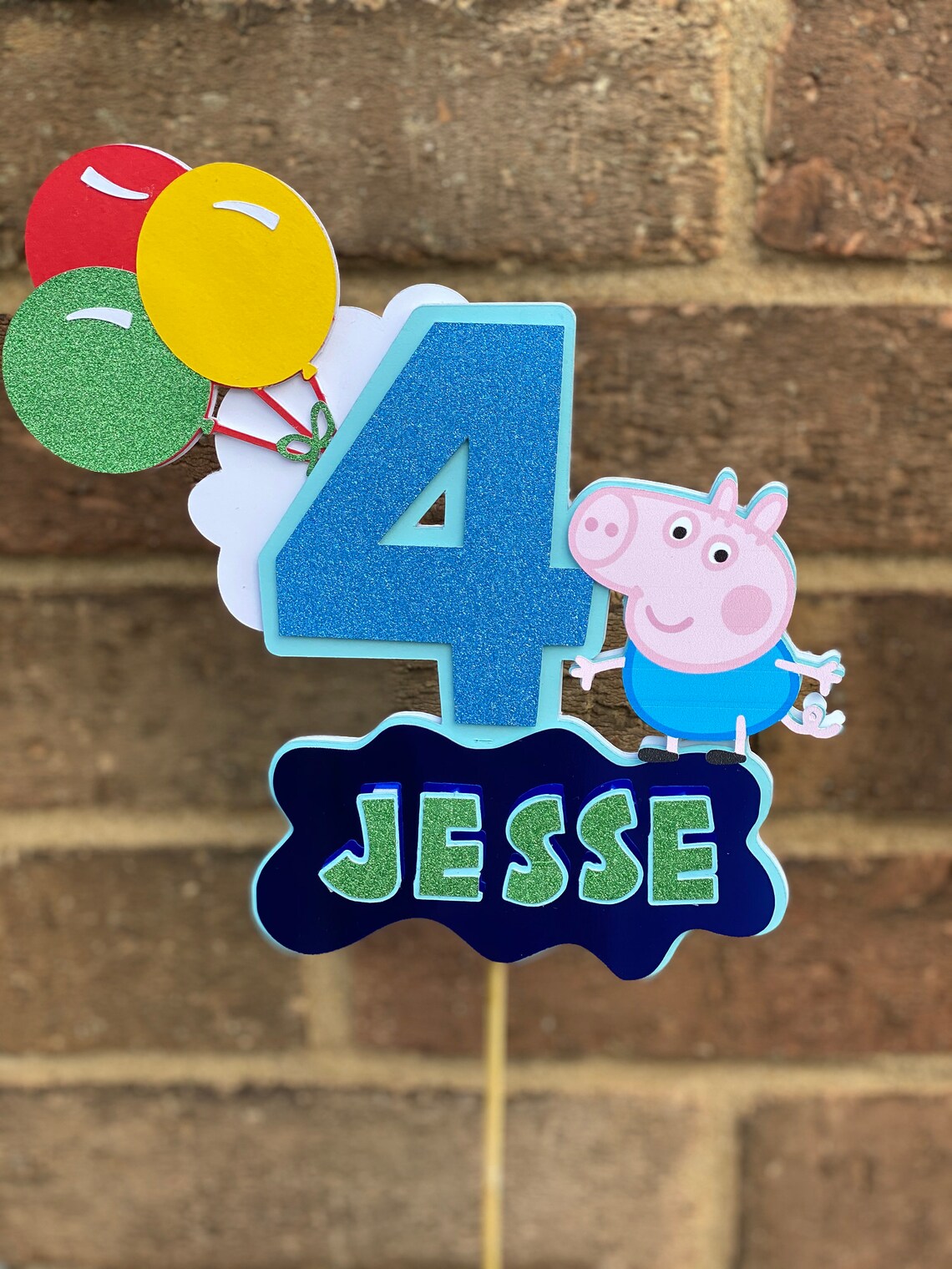 Personalised George pig inspired cake topper | Etsy