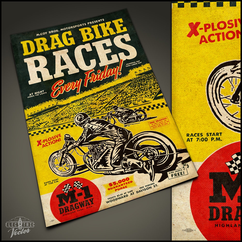 Drag Bike Night Poster - Etsy