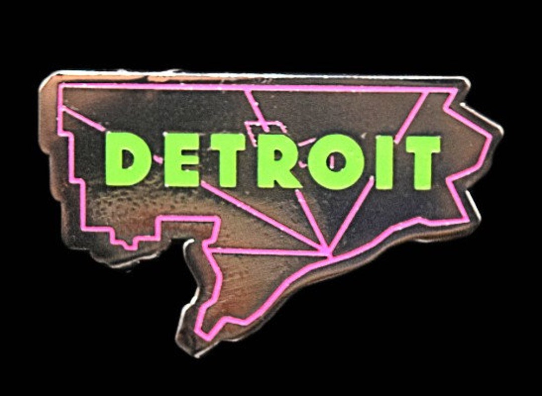 Detroit City Map Black - Enamel Pin - Etsy