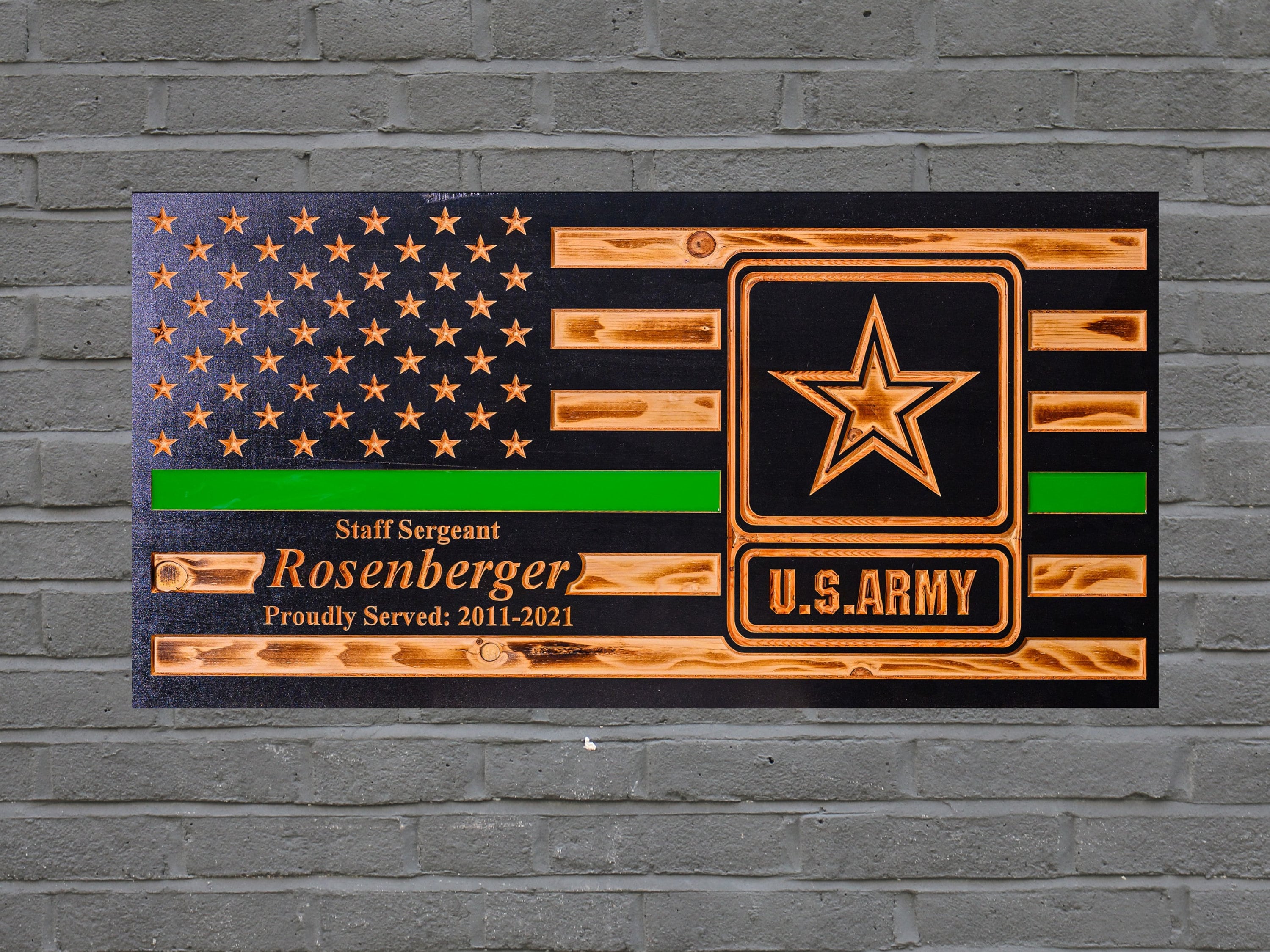 Personalized Carved Wooden Logo American Flag W/ Optional - Etsy