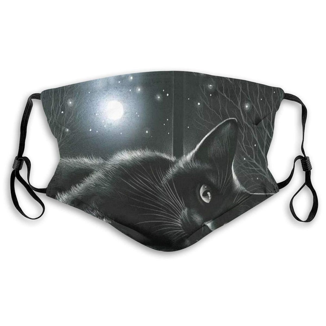 Black Cat Face Mask With 2 Carbon Filters Reusable, Washable ...