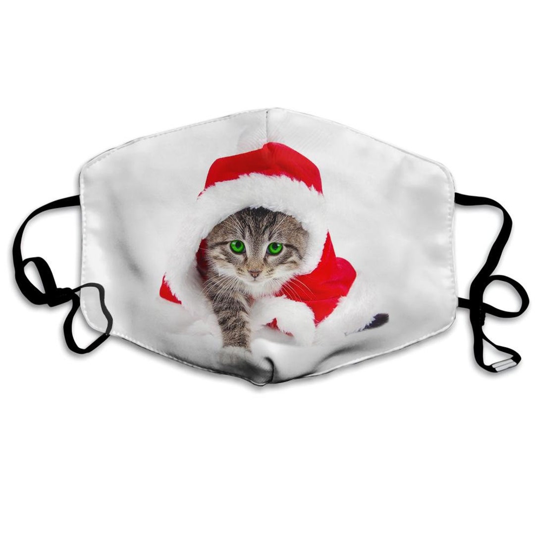 Santa's Little Helper Festive Christmas Kitten Face Mask With 2 Carbon ...