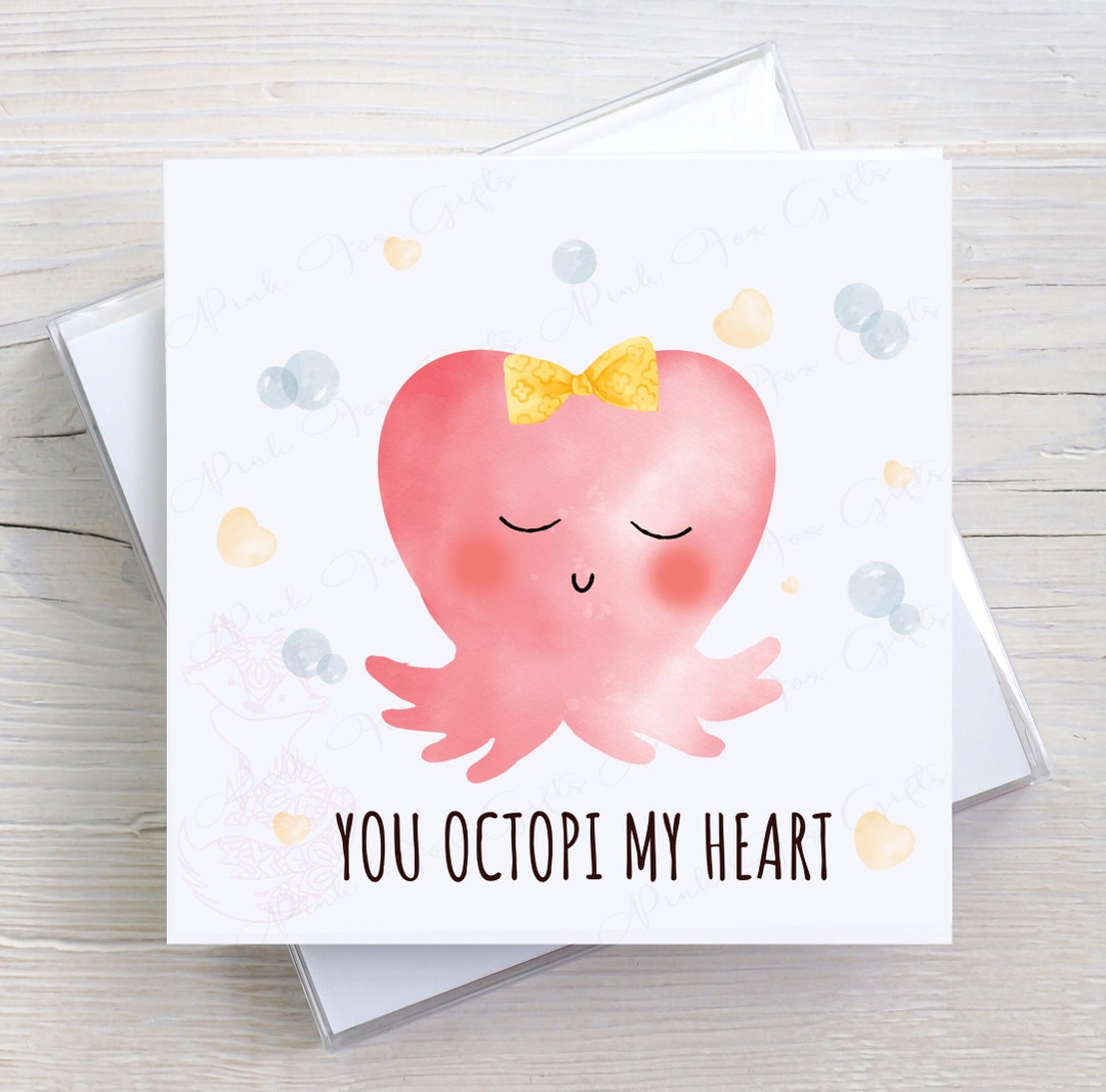 Octopus Valentines Card - Etsy
