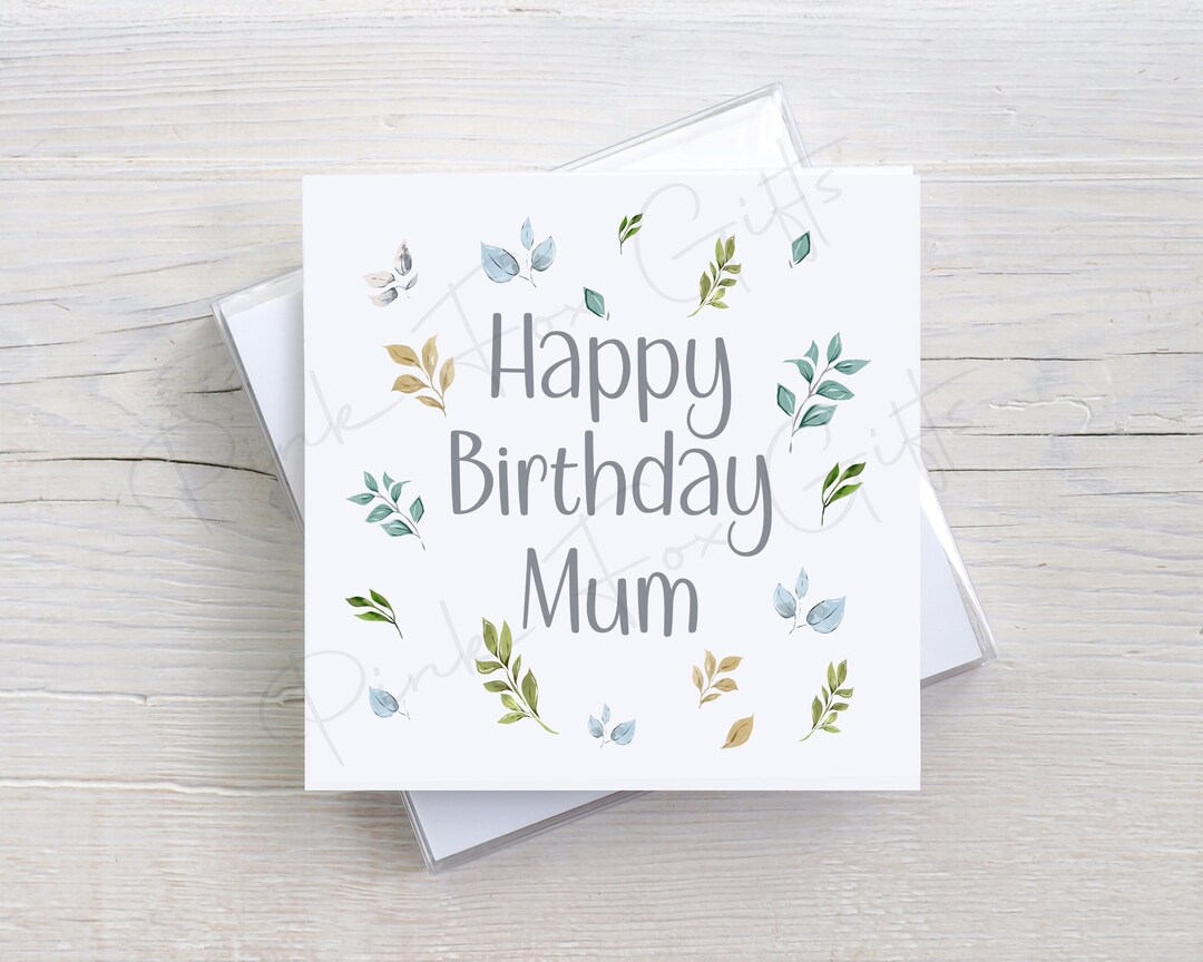 Botanical Birthday Card, Happy Birthday Mum - Etsy