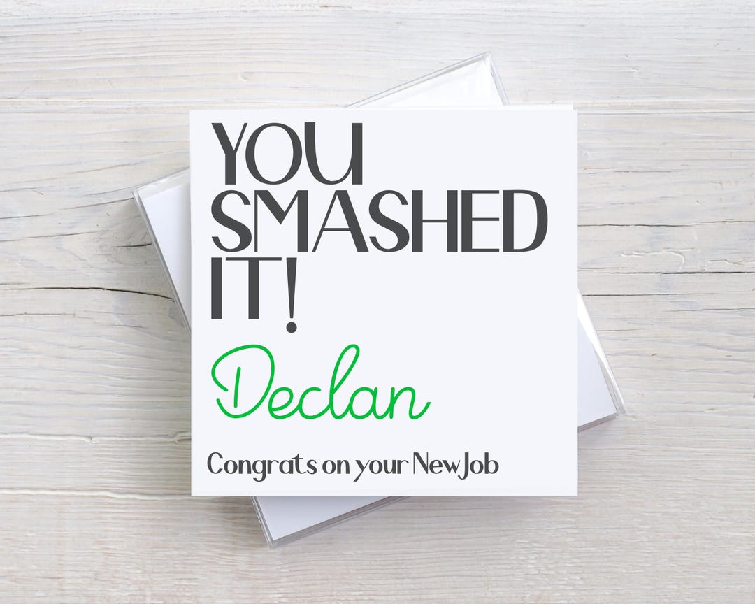 Personalised New Job Card: You Smashed It! - Handmade Luxury Card - Etsy