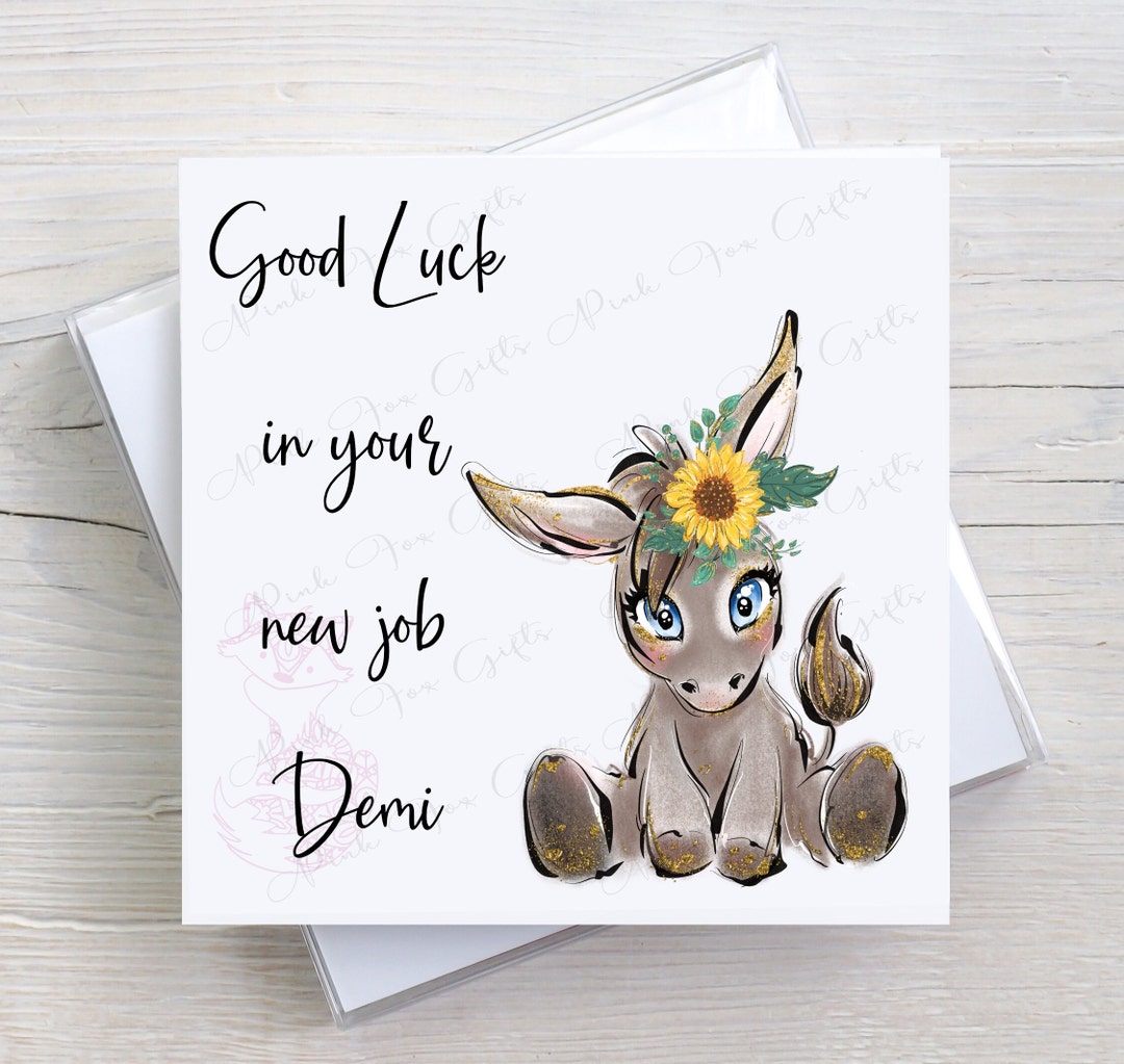 Personalised Good Luck in Your New Job Card, Donkey Card - Etsy UK