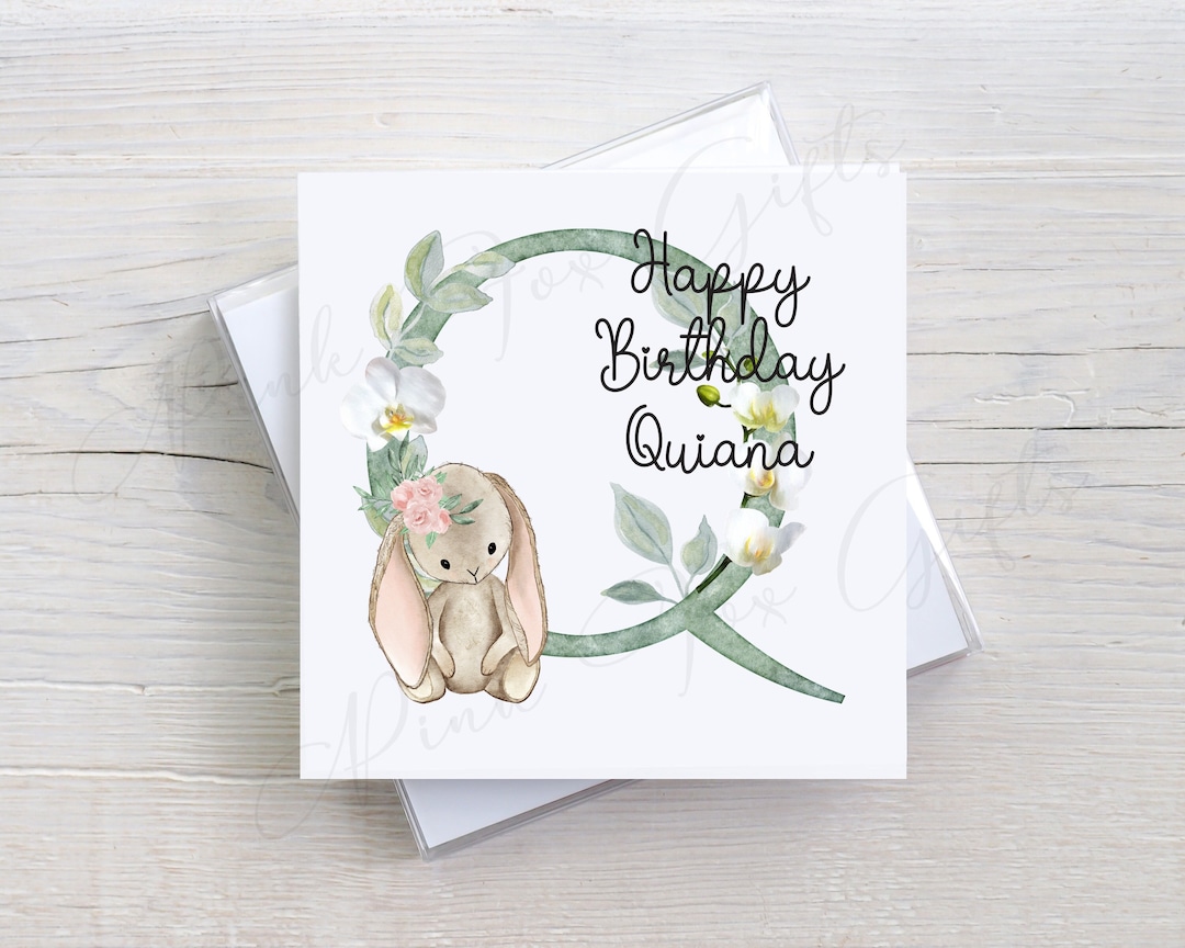 Personalised Birthday Card, Letter Q - Etsy