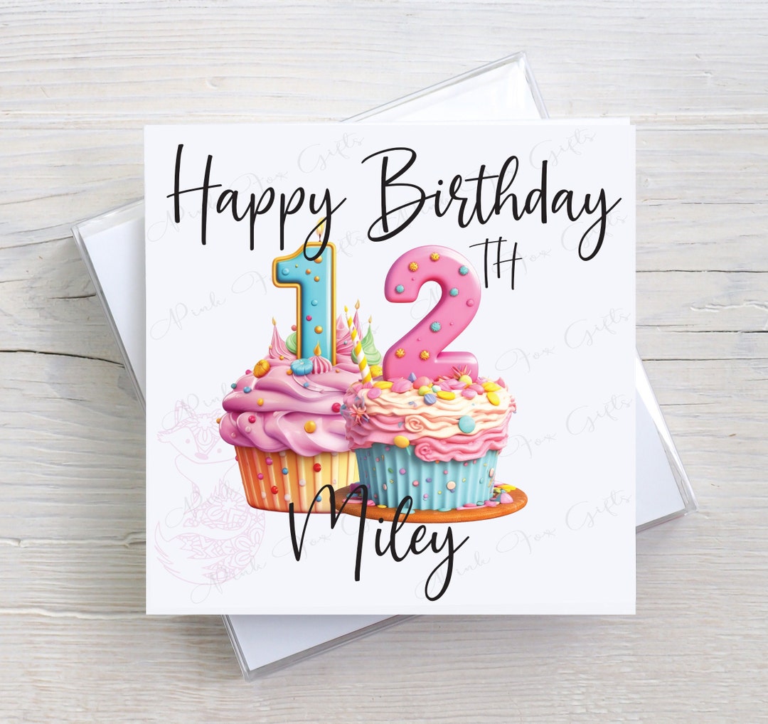Personalised 12th Birthday Card for Her, Birthday Girl Keepsake Card ...