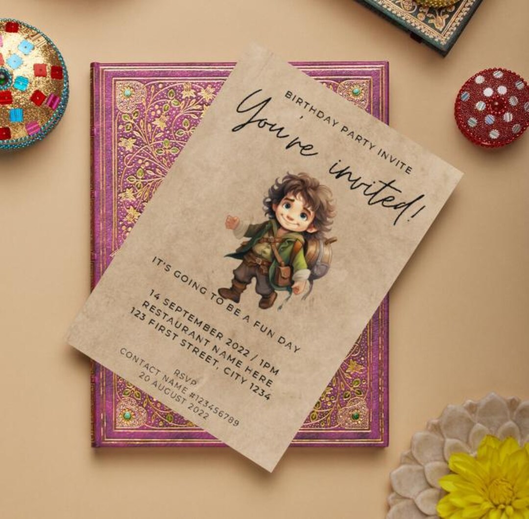 Hobbit Digital Birthday Invitation - Etsy