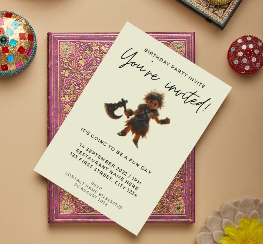 Barbarian Digital Birthday Invitation - Etsy