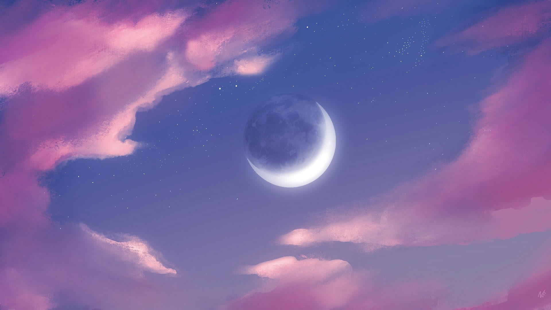 Violet Moon Pc Wallpaper Etsy