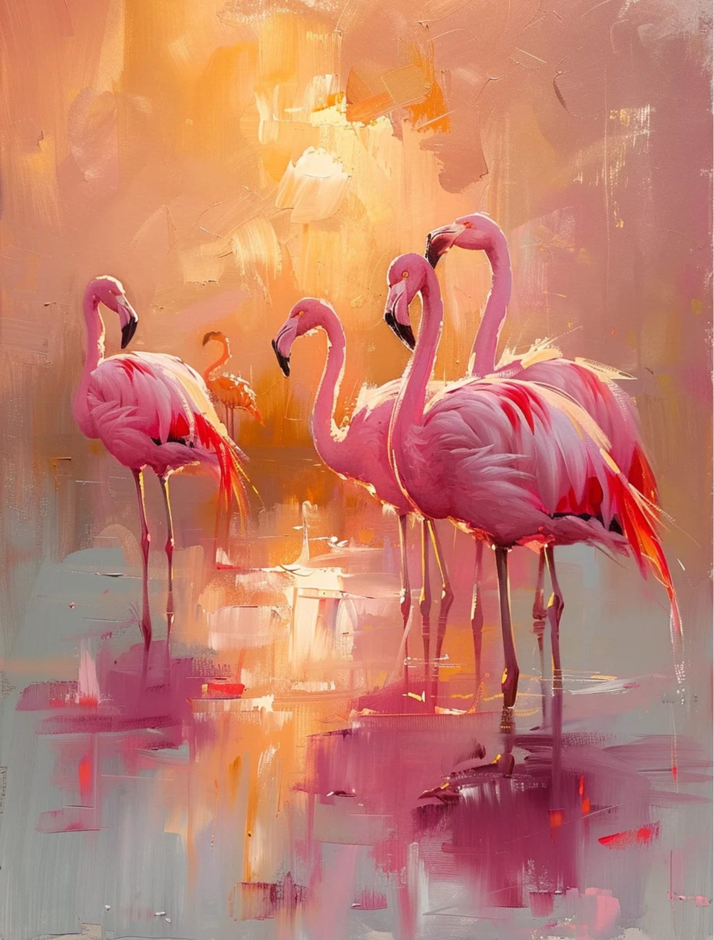 Flamingo Painting,famingo Art,oversize Painting Original Large Canvas ...