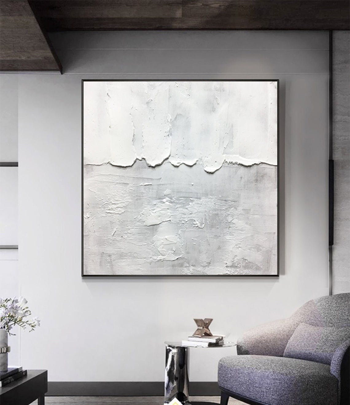 White 3D Texture Paintingminimalist Arthand Made - Etsy