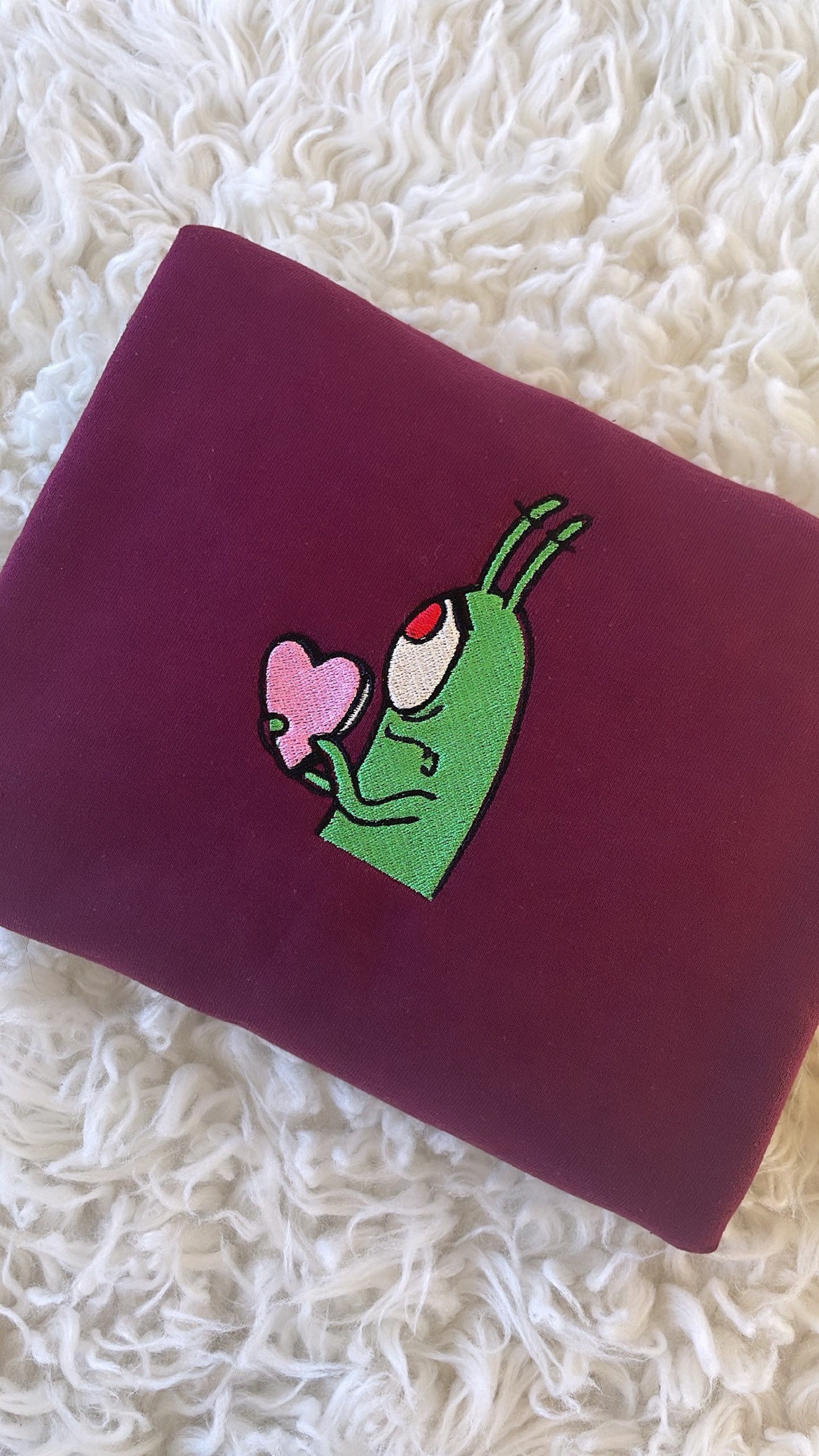 Plankton Heart Embroidered Sweatshirt Love Valentines Day - Etsy