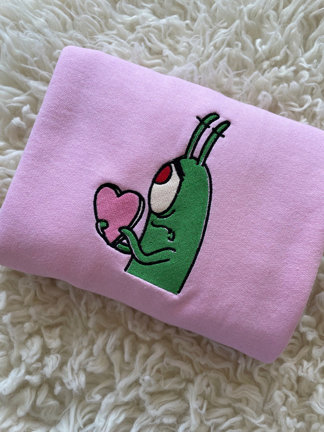 Plankton Heart Embroidered Sweatshirt Love Valentines Day Sweatshirt ...
