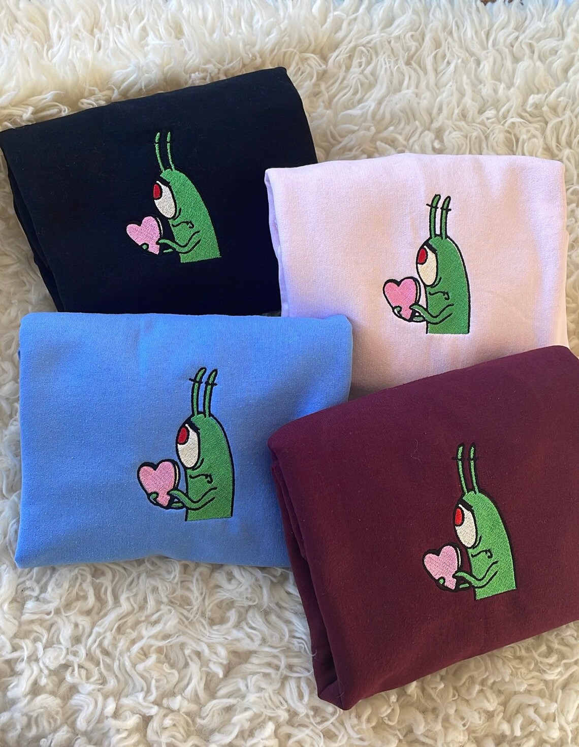 Plankton Heart Embroidered Sweatshirt Love Valentines Day - Etsy