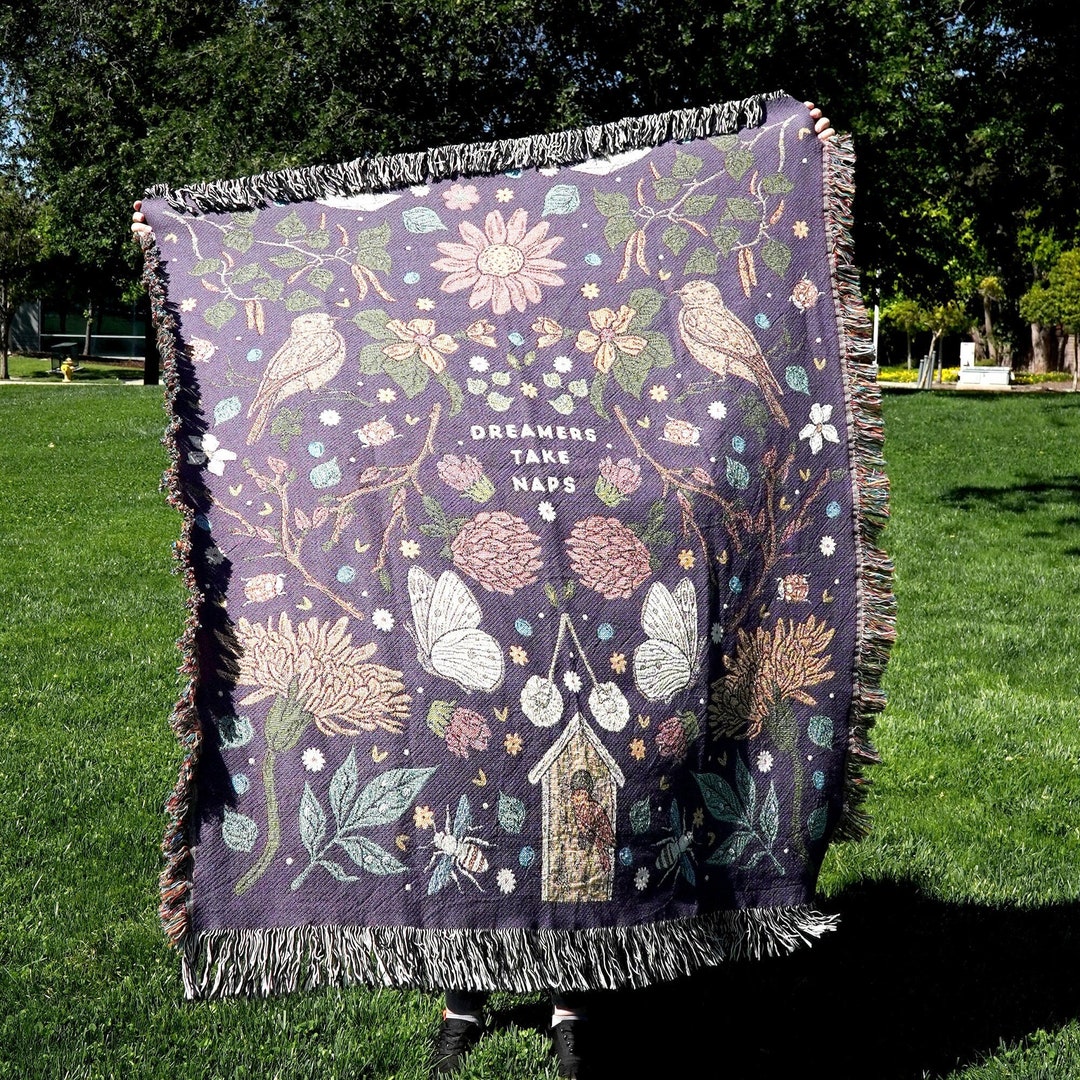 Dreamy Spring Floral Cottagecore Woven Throw Blanket | Cottagecore Home ...