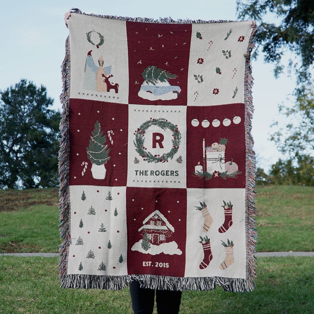 Personalized Holiday Gift Christmas Blanket Family Name Throw Blanket ...