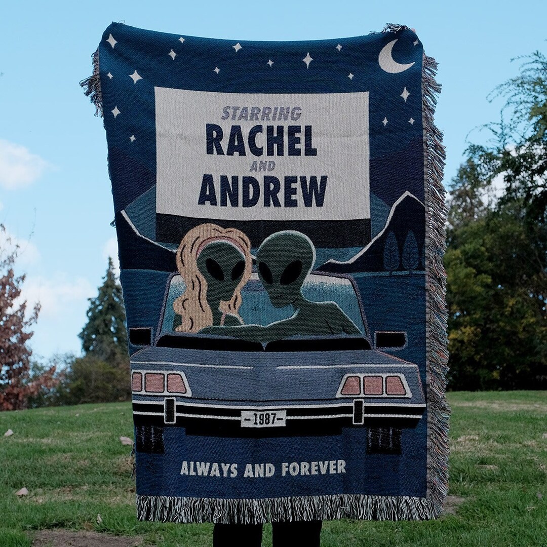 Couple Aliens Drive-in Movies Personalized Blanket Custom Couple ...