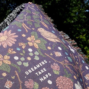 Dreamy Spring Floral Cottagecore Woven Throw Blanket | Cottagecore Home ...